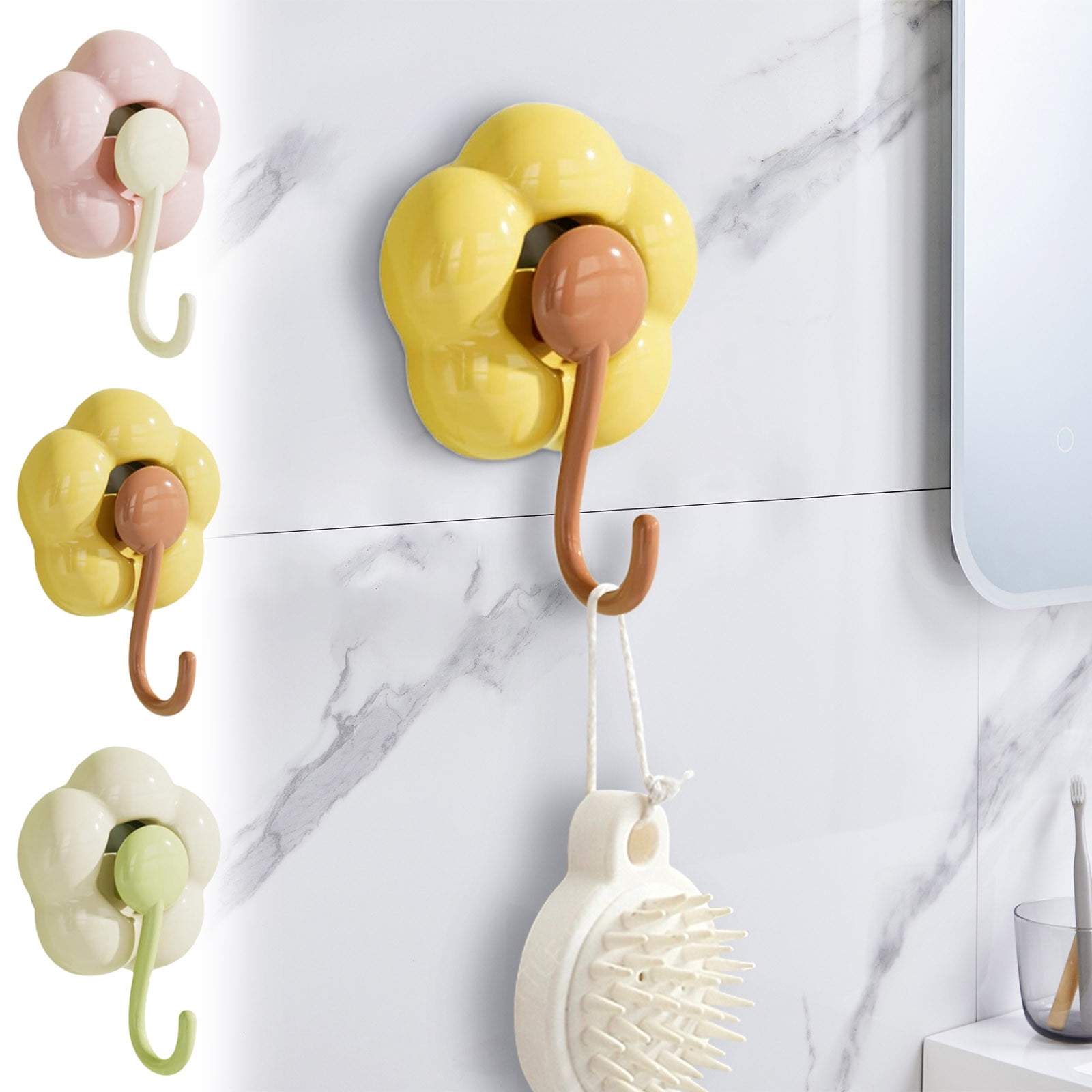 Viflosae Shower Suction Hooks Over Door Hooks Flower Suction Cup Hooks Kitchen Hooks No Punch ...