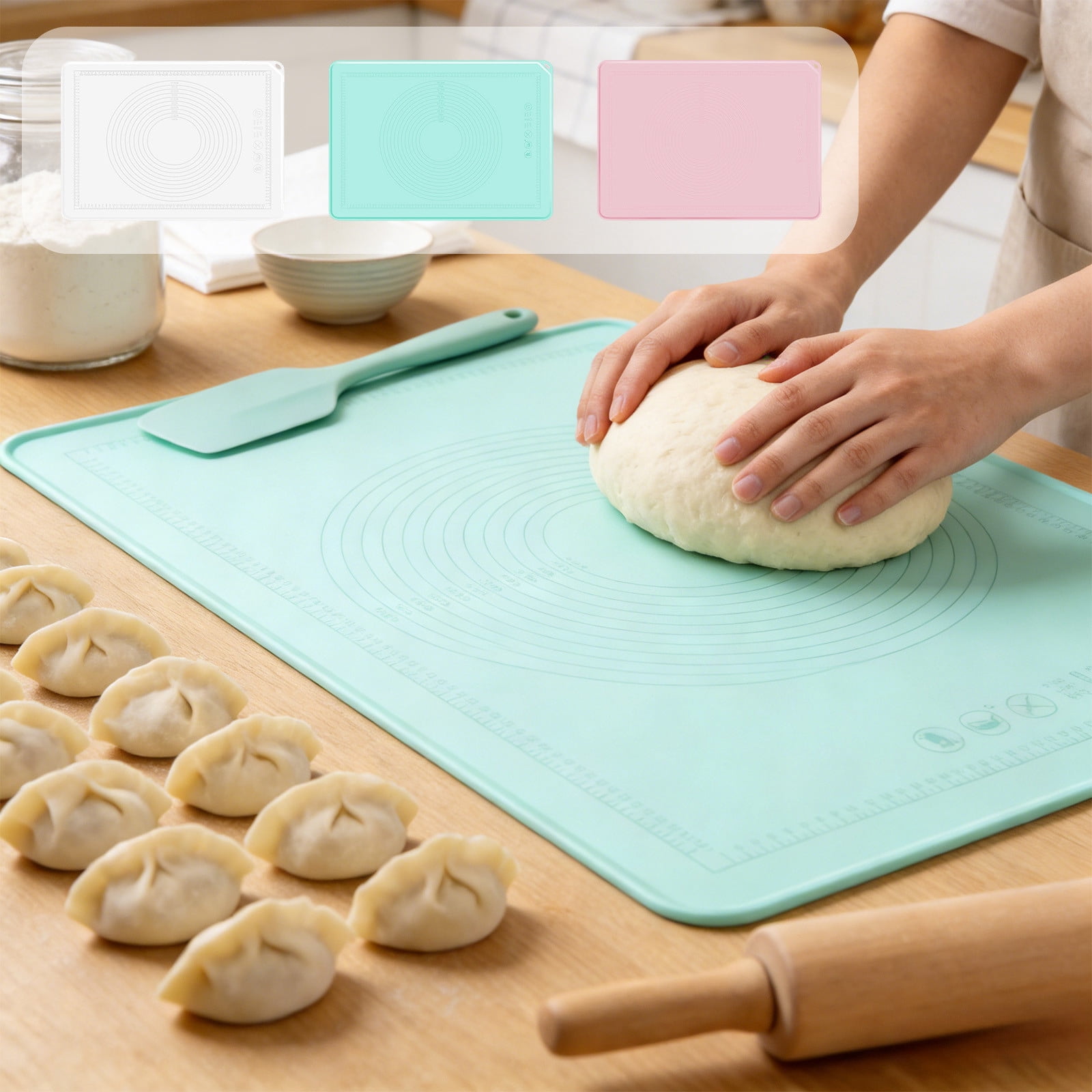 Viflosae Silicone Baking Mat Extra Thick Dough Rolling Non Stick Food ...