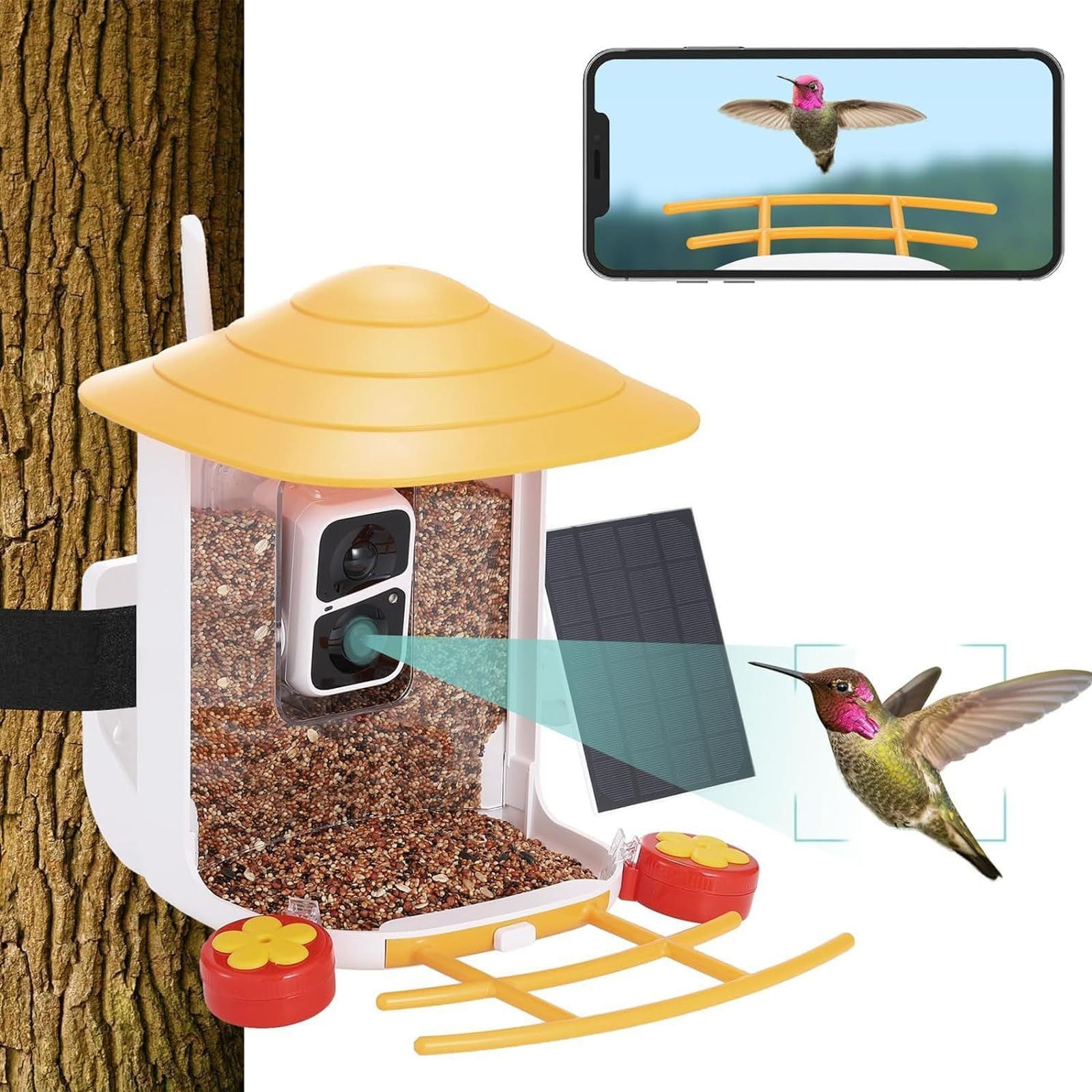 Viflosae Smart Bird Feeder With Camera+Solar Panel 6-in-1 160 View ...