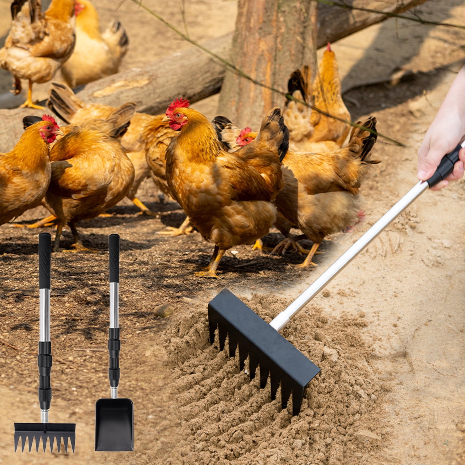 Viflosae Stainless Steel Chicken Manure Shovel Telescopic Handle Heavy ...