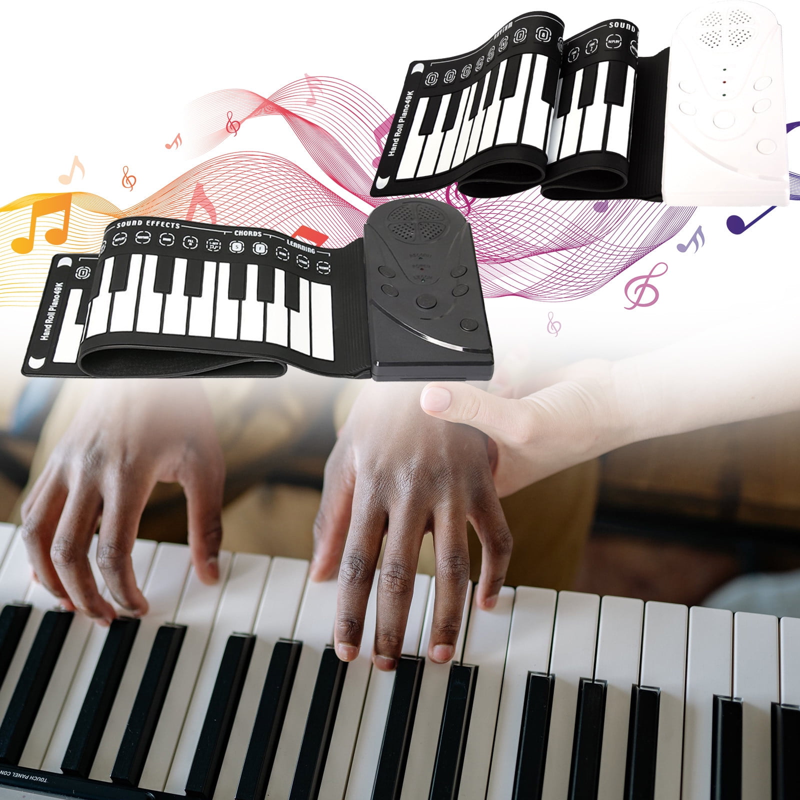 Viflosae Toddler Keyboard Multifunction Hand-Rolled Piano with Horn ...