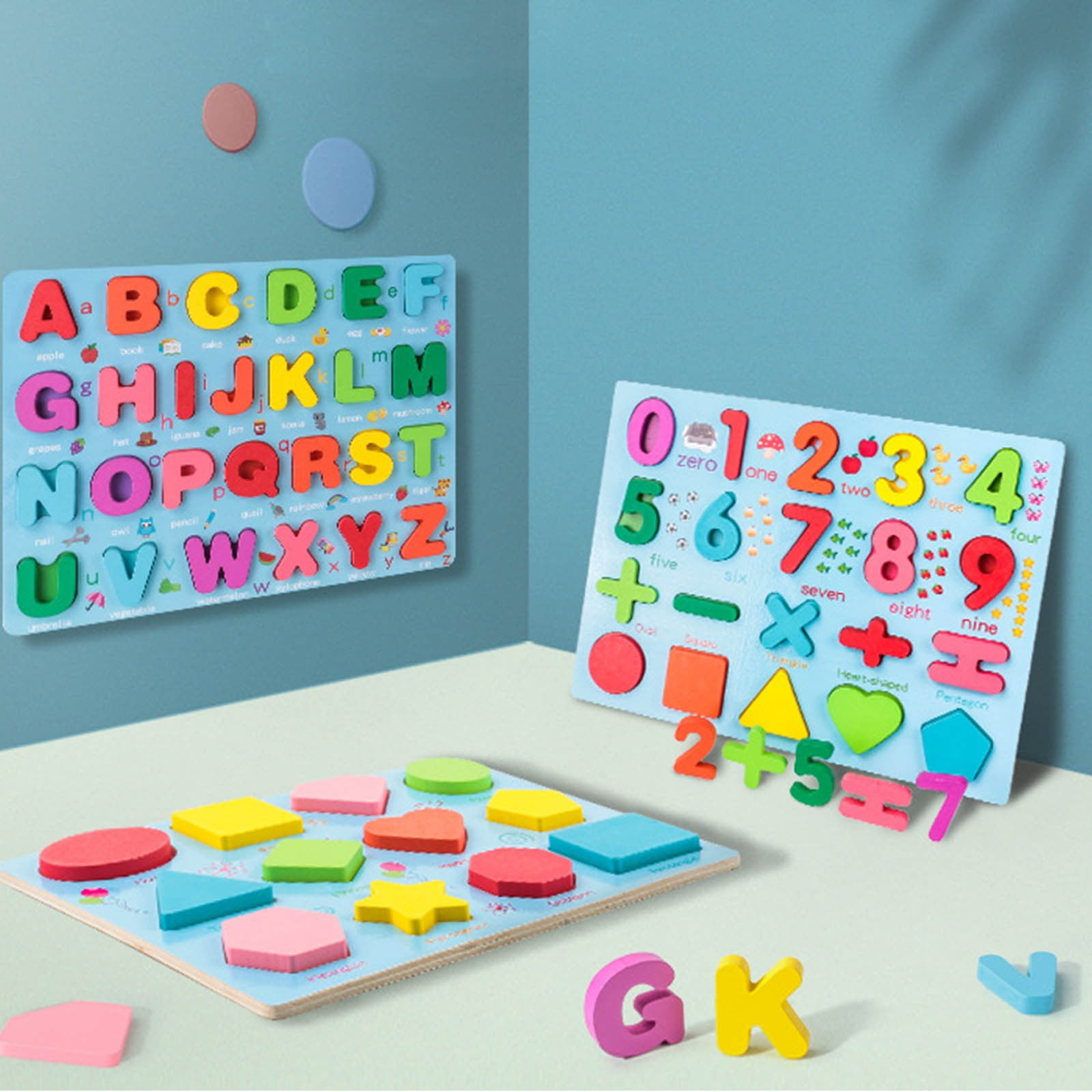 Viflosae Toys for Ages 5-7 Alphabet And Number Puzzle Set Wooden Upper ...
