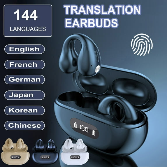 Viflosae Translator Earbuds Real Time Wireless Ear Clip Headphones with ...