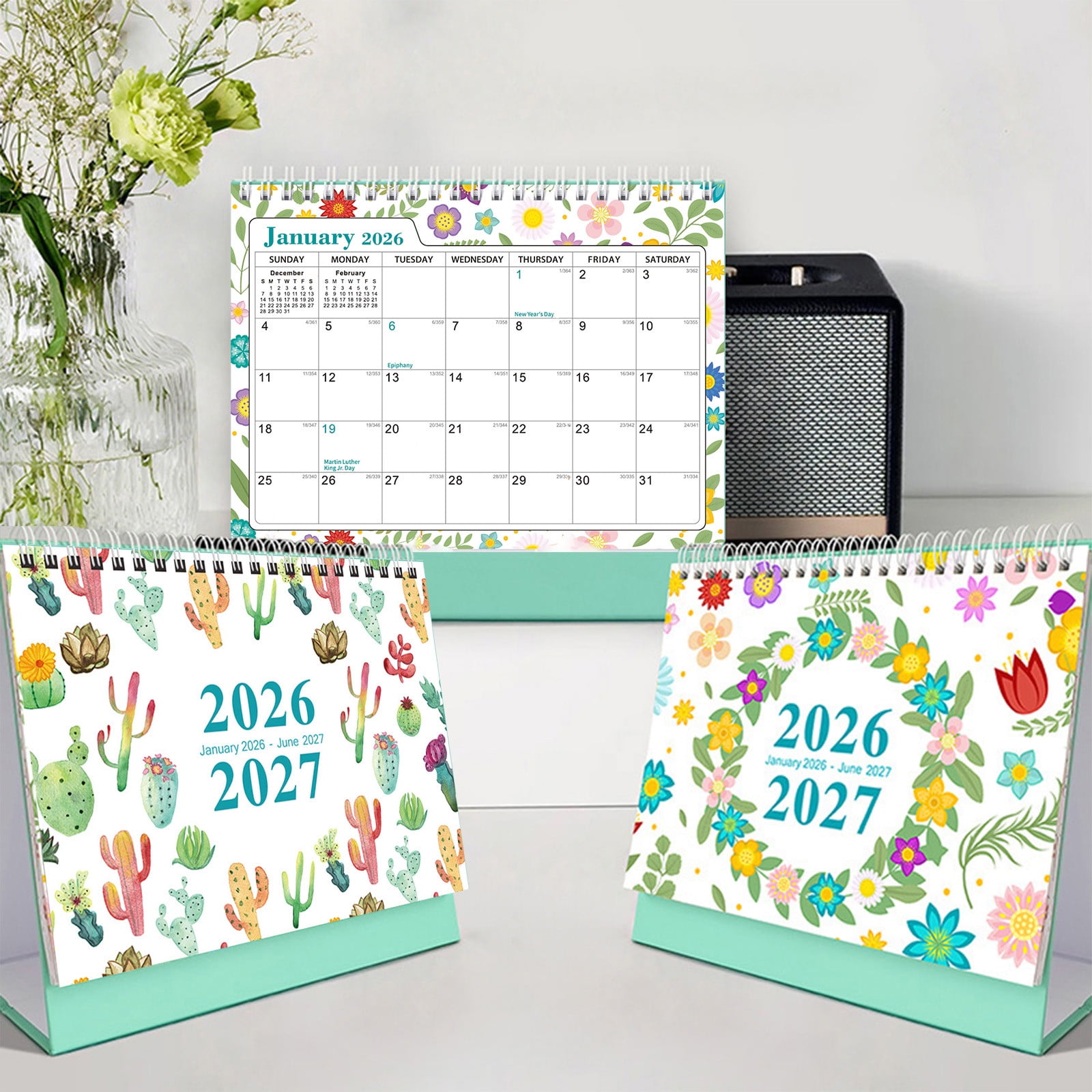Viflosae Wall Calendar 2025-2026 Calendar 2026 English Desk Calendar 18 ...