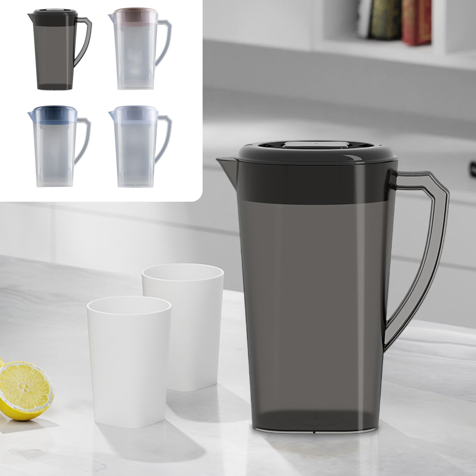 Viflosae Water Pitcher with Lid Large Water Bottle Clear Plastic ...