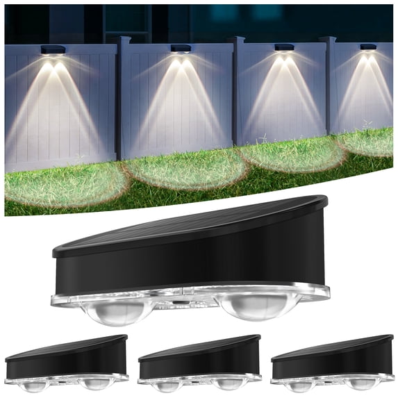 Vighep Solar Fence Lights, 4-Pack Outdoor Wall Lights, Waterproof Ultra ...