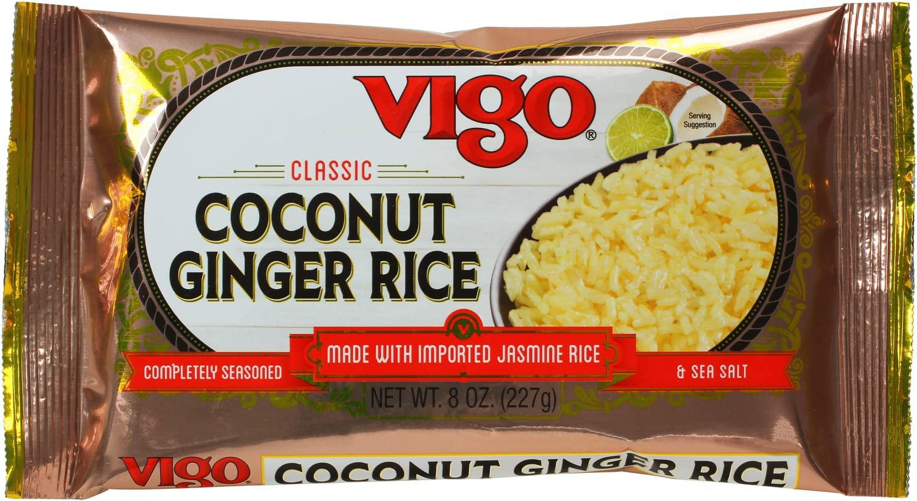 Vigo Authentic Coconut Ginger Rice, Jasmine Imported, 8oz Pack of 12 ...