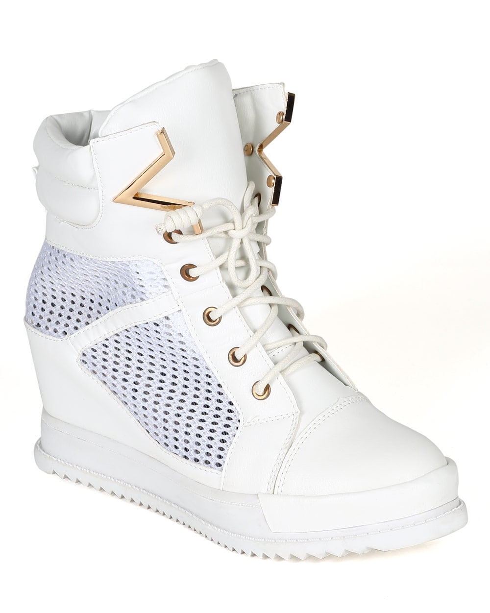 Vigo Fiore CA56 Women Leatherette Lace Up Mesh Hidden Wedge Sneaker ...