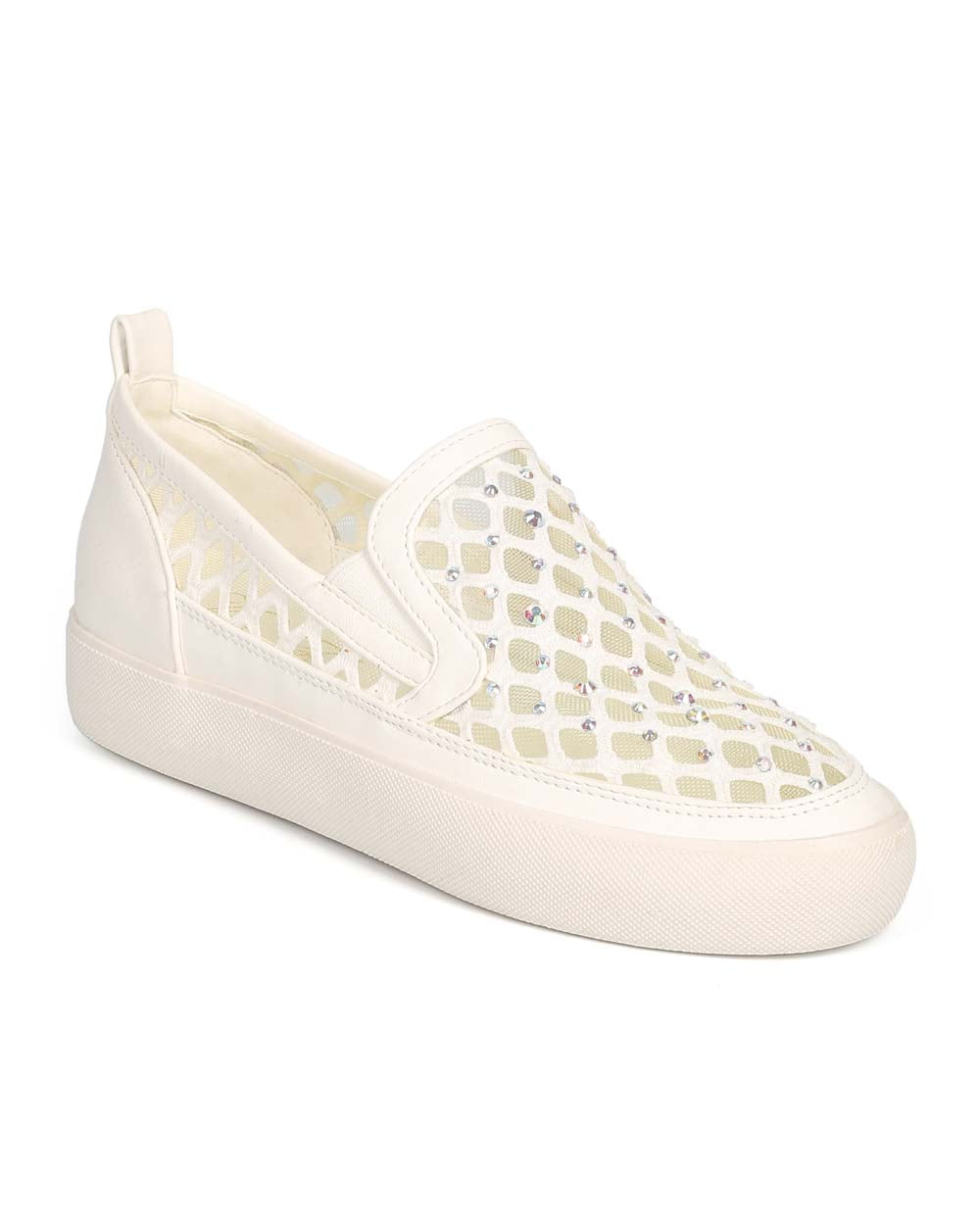 Vigo Fiore DI71 Women Mesh Rhinestone Studded Slip On Fashion Sneaker ...