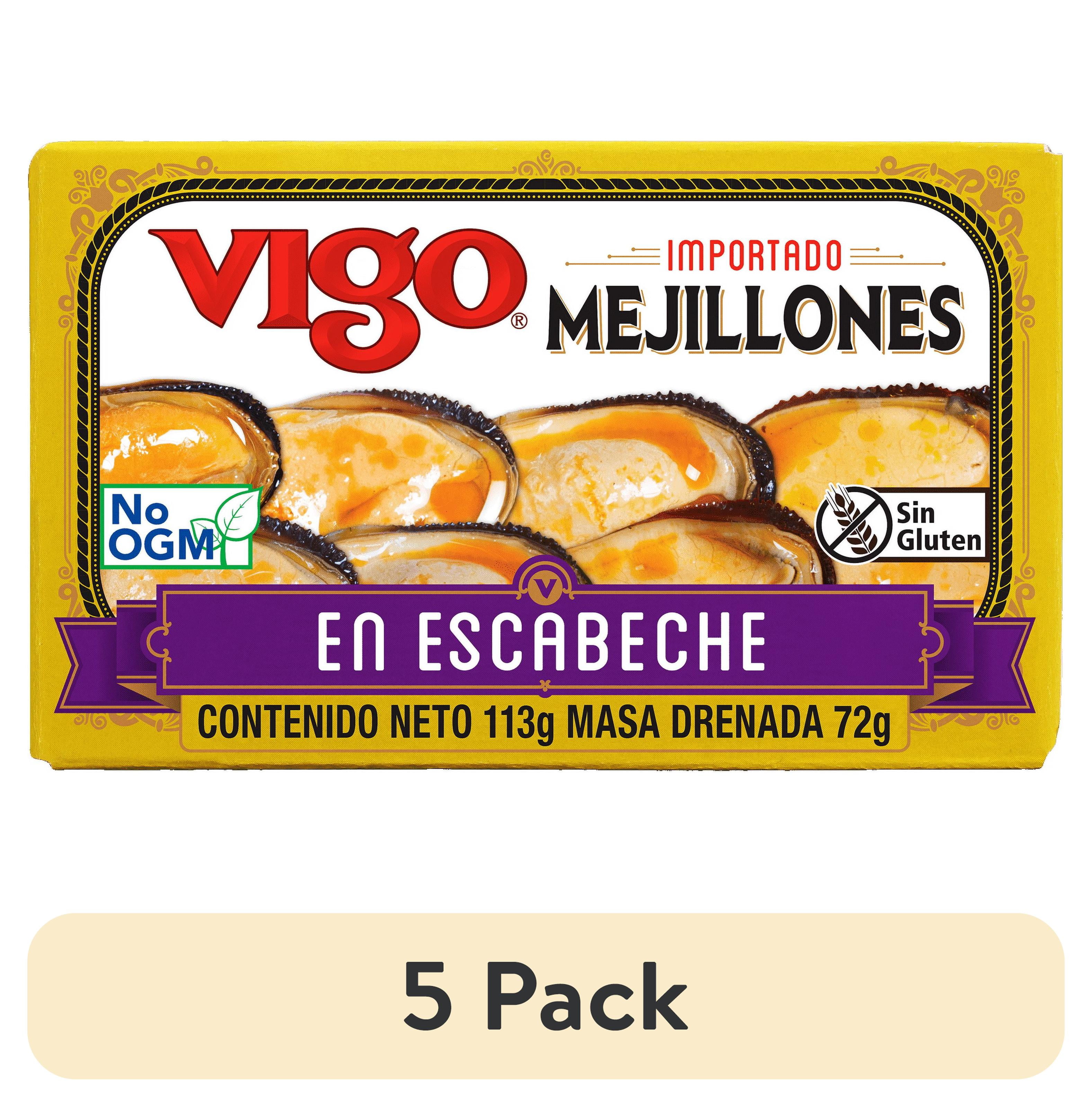 (5 pack) Vigo Imported Mussels in Marinade Sauce, 4 oz Can, 14g Protein ...