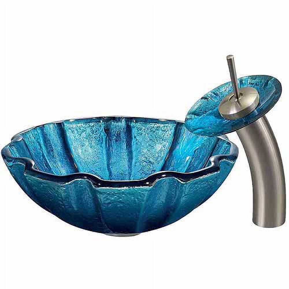 Vigo Mediterranean Seashell Glass Vessel Sink and Waterfall Faucet Set ...
