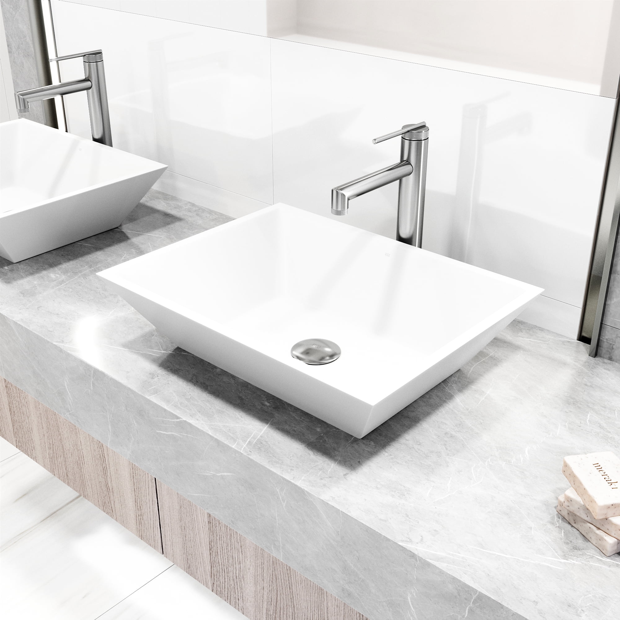 Vigo Vgt2055 Vinca 18" Solid Surface Vessel Bathroom Sink - Nickel ...