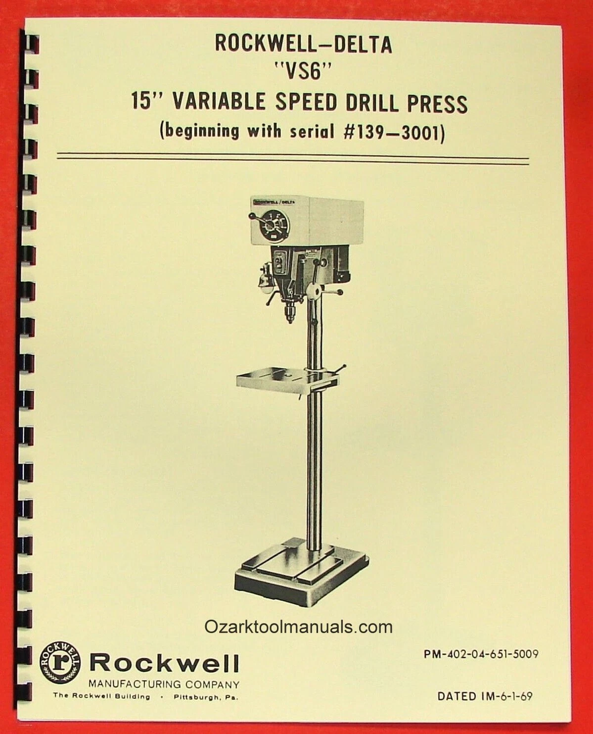 Vigor - Rockwell-Delta 15" Vs6 Variable Speed Drill Press New Owner'S ...