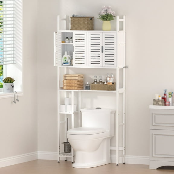 Topcobe Bathroom Bamboo Over The Toilet Storage Cabinet, Space Saver ...