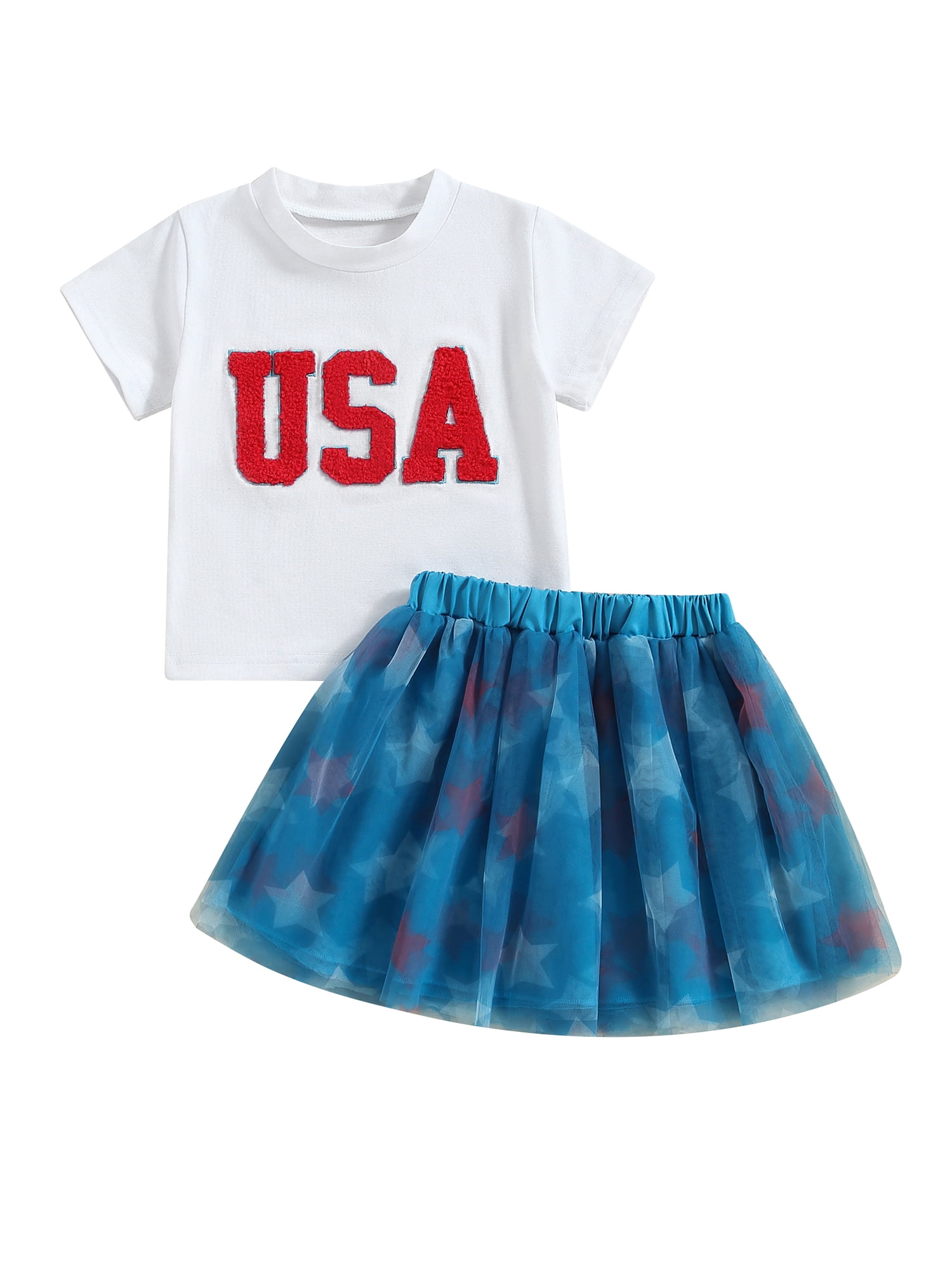 Vigorbear Short Sleeve Round Neck USA Tshirt Tutu Skirt Outfit Set ...