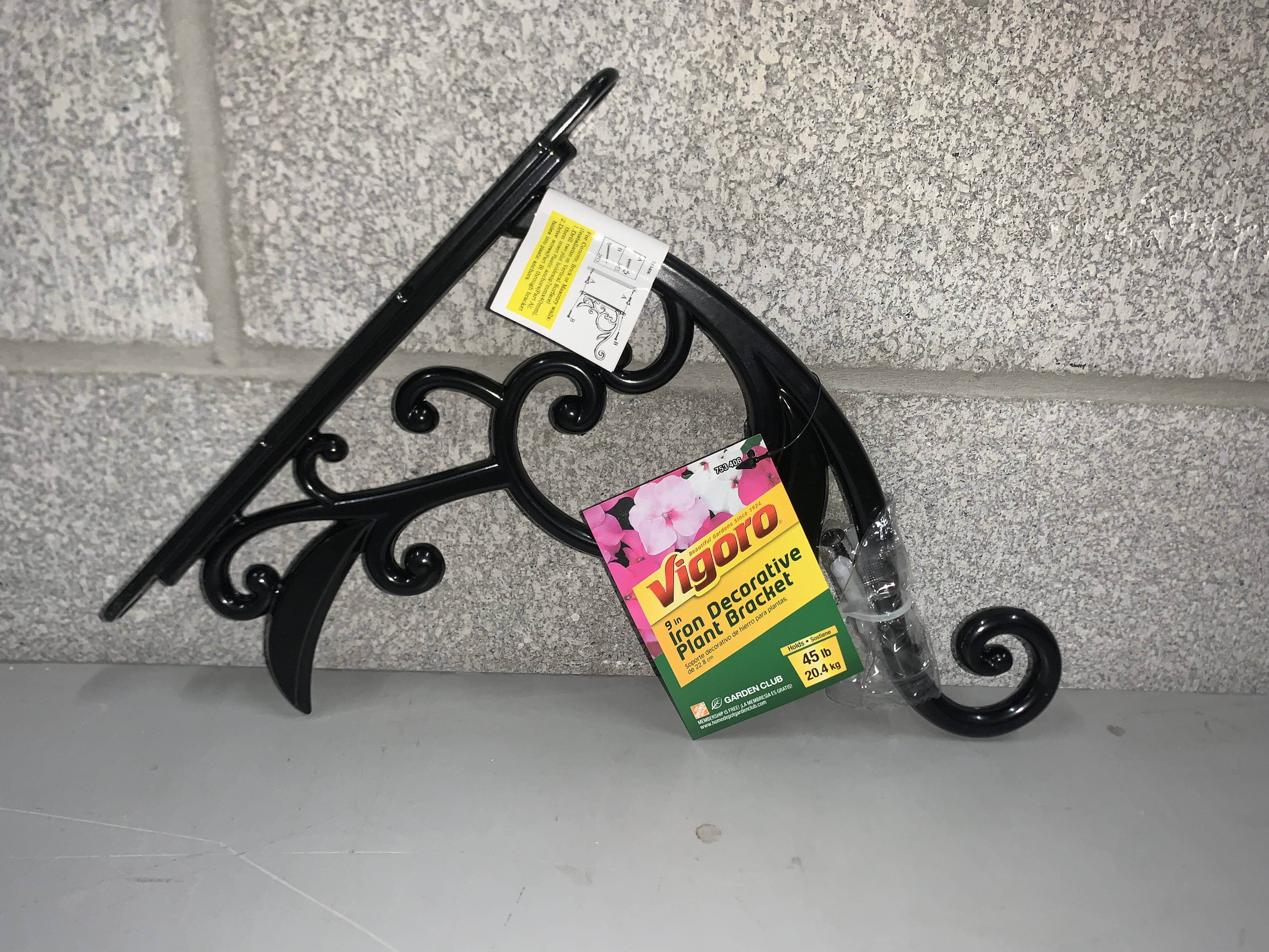 Vigoro 9 in. Black Iron Decorative Plant Bracket - New - Walmart.com