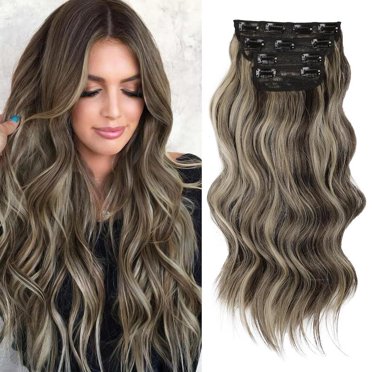 MORICA Clip in Hair Extension 20 Inch Ombre Blonde 6PCS Natural Long ...