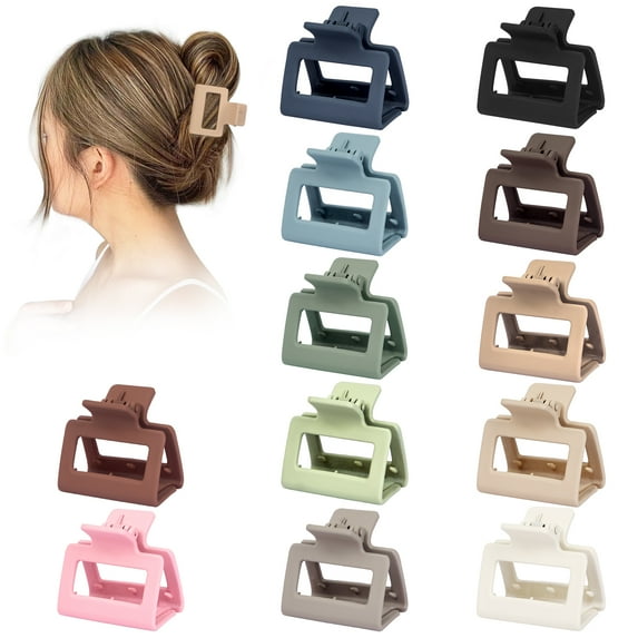 "Vigorpace 12 Pack Small Hair Claw Clips, 2"" Strong Hold Matte Square ...