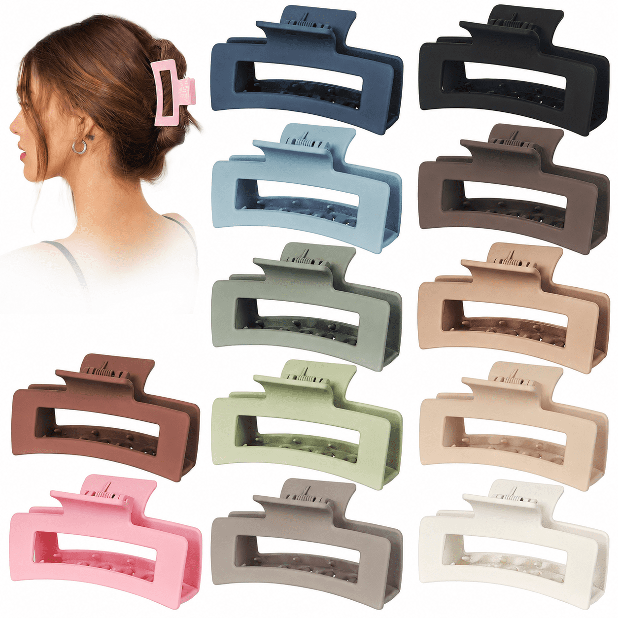 Vigorpace, Medium Hair Claw Clips, 3.5 inch, 12 Color Pack - Walmart.com