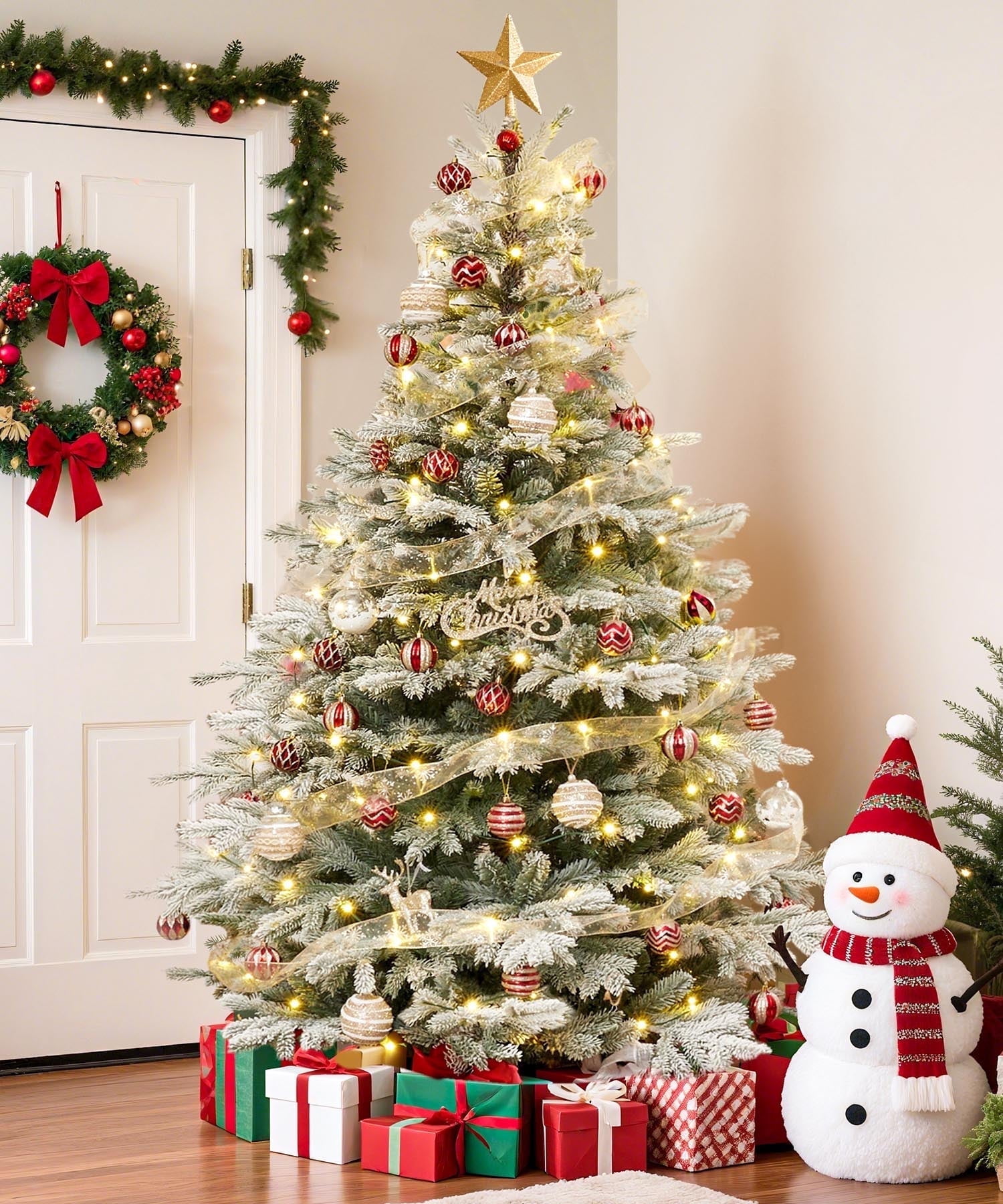 VigorPro 6ft Artificial Christmas Tree , 1571 Tips Unlit Snow Flocked ...