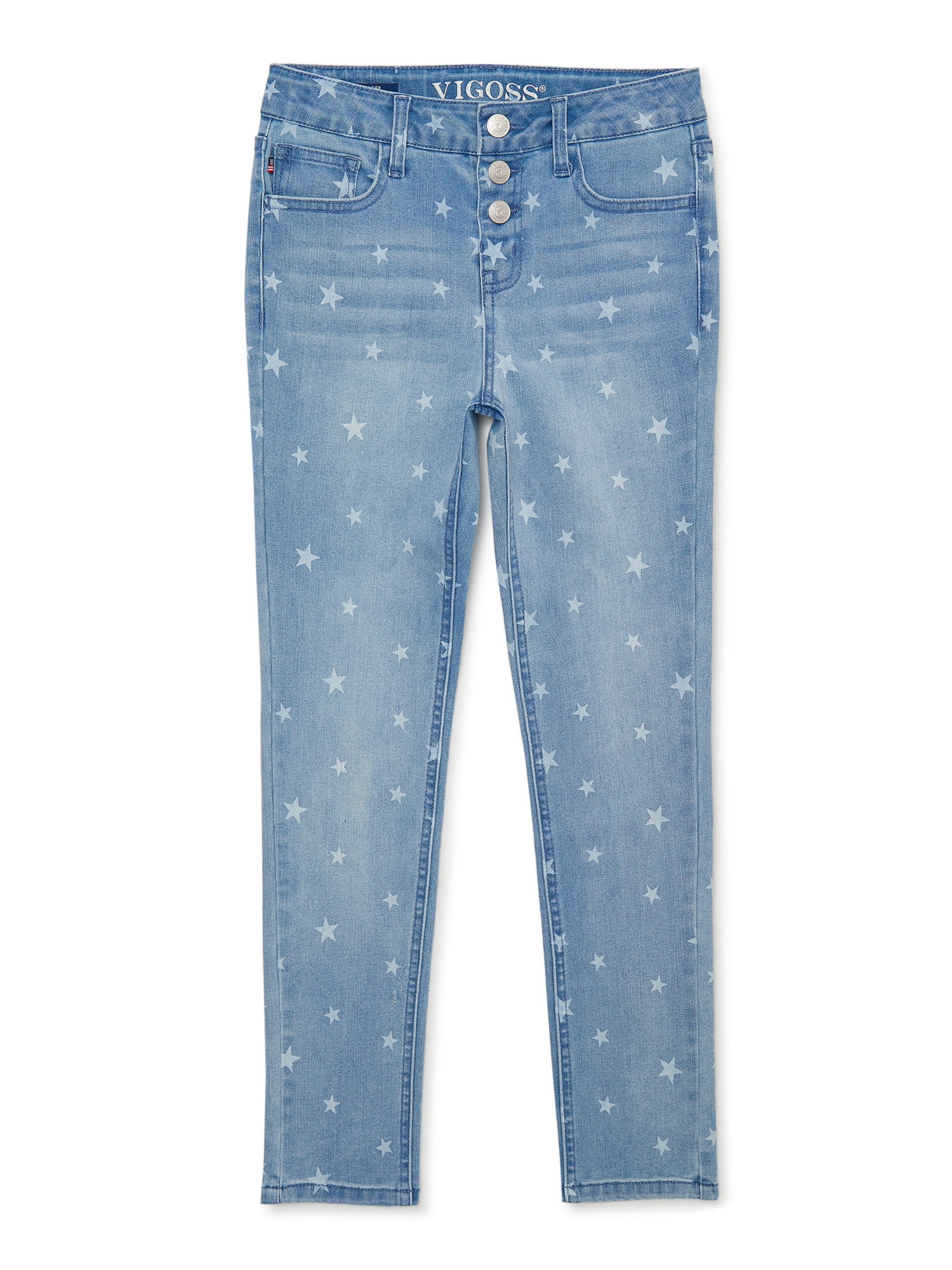 Vigoss Girls Star Printed Denim Jeans, Sizes 7-14 - Walmart.com