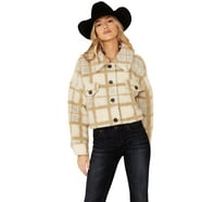 White Mark Women's Plaid Sherpa Shacket Jacket - Walmart.com