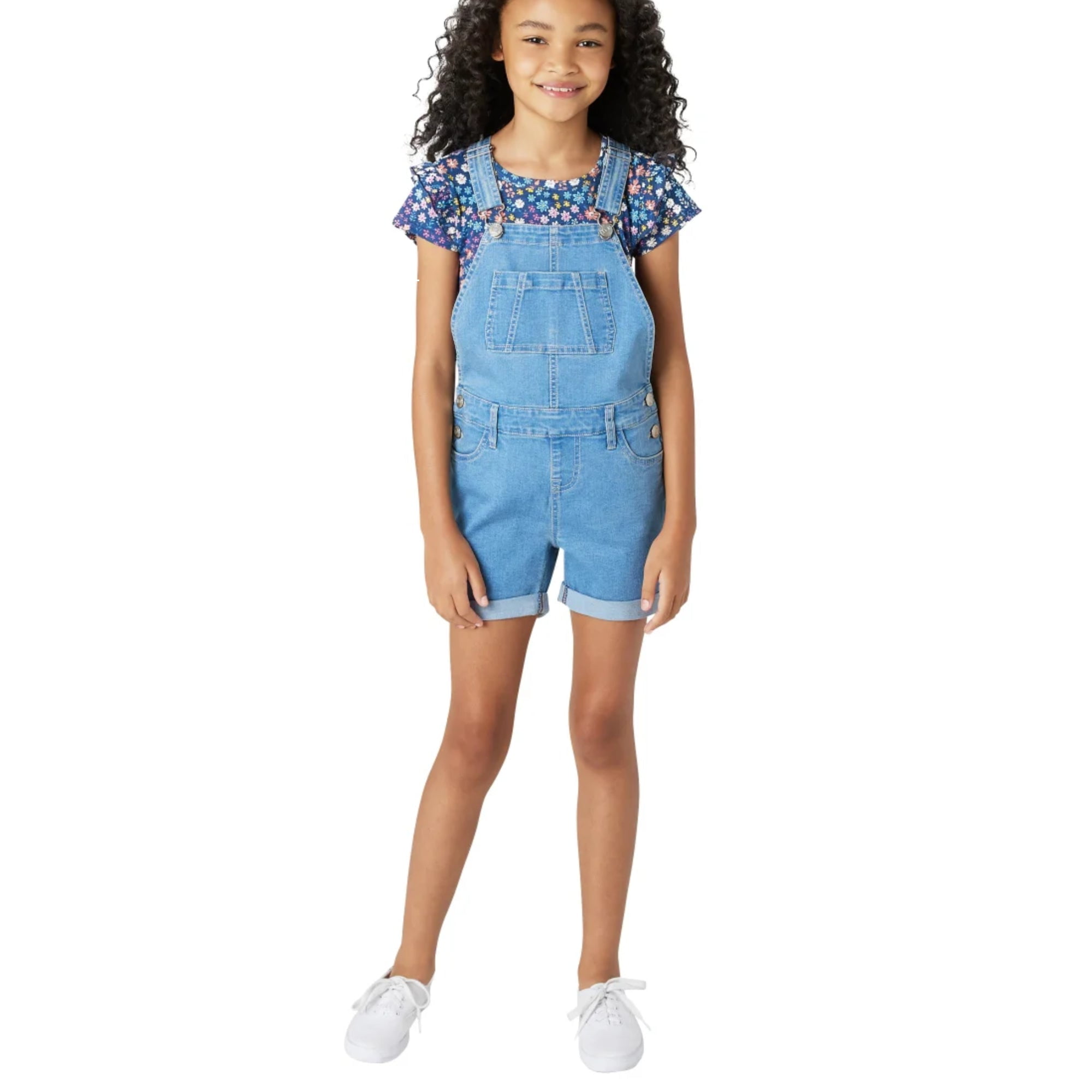 Vigoss Youth Girl's 2-Piece Cotton T-Shirt and Denim Overall Shortall ...
