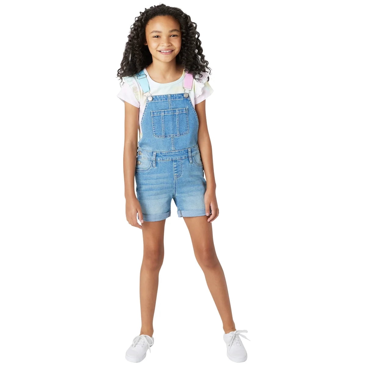 Vigoss Youth Girl's 2-Piece Cotton T-Shirt and Denim Overall Shortall ...
