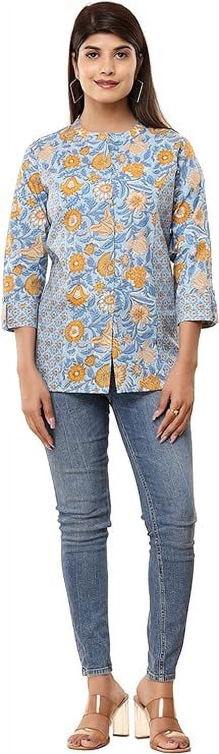 Vihaan IMPEX Floral Printed Summer Tunic Casual Top for Women Shirt ...