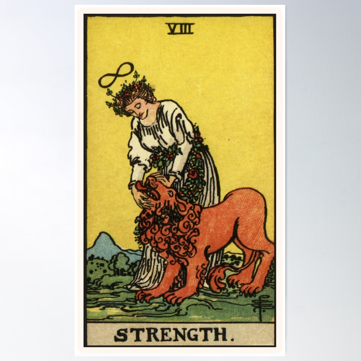 Viii. Strength Tarot Card Poster Wall Art, Modern Wall Decor For Living ...