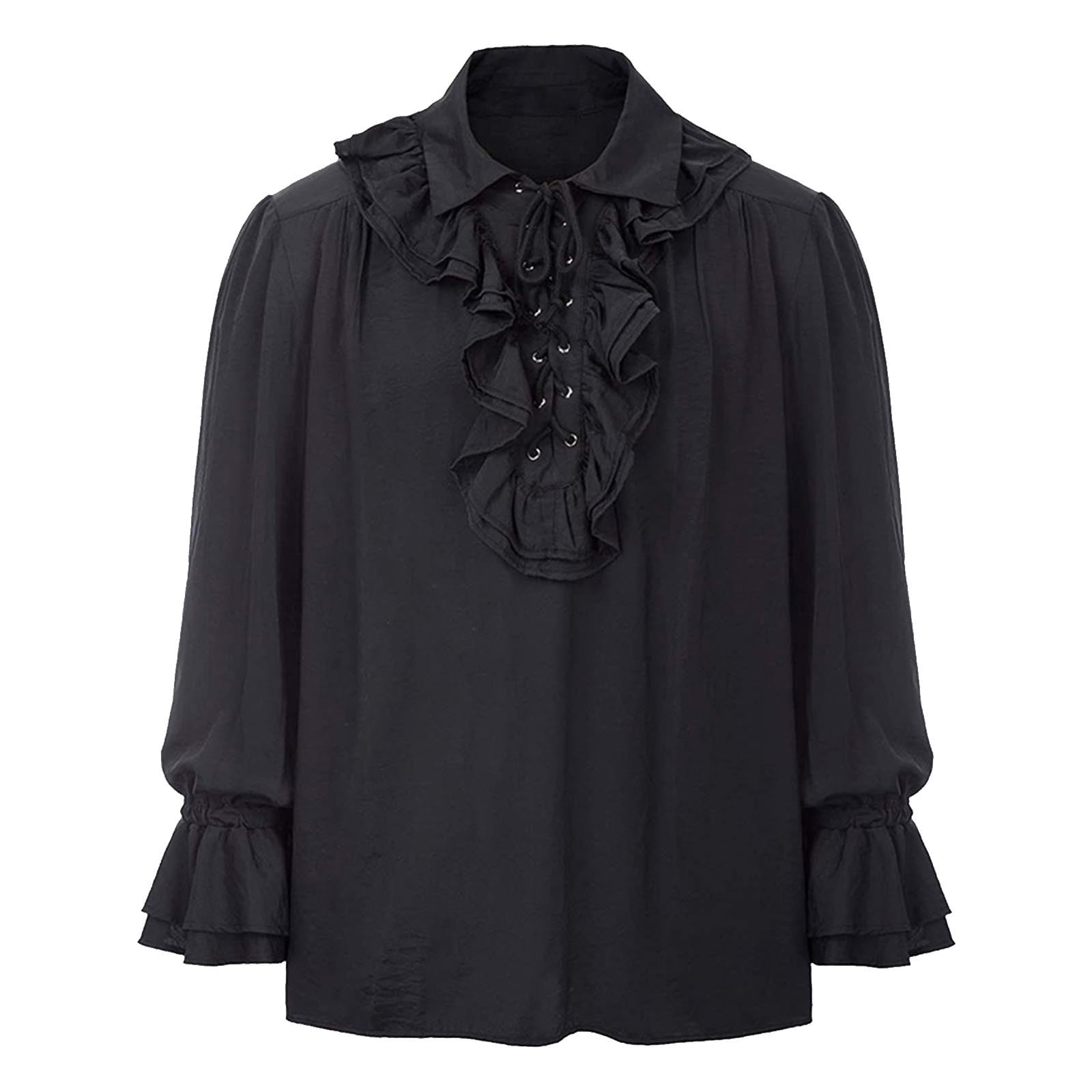 Viikei Mens Long Sleeve T Shirts Long Sleeve Shirts for Men Men's Pleated Shirt Medieval ...