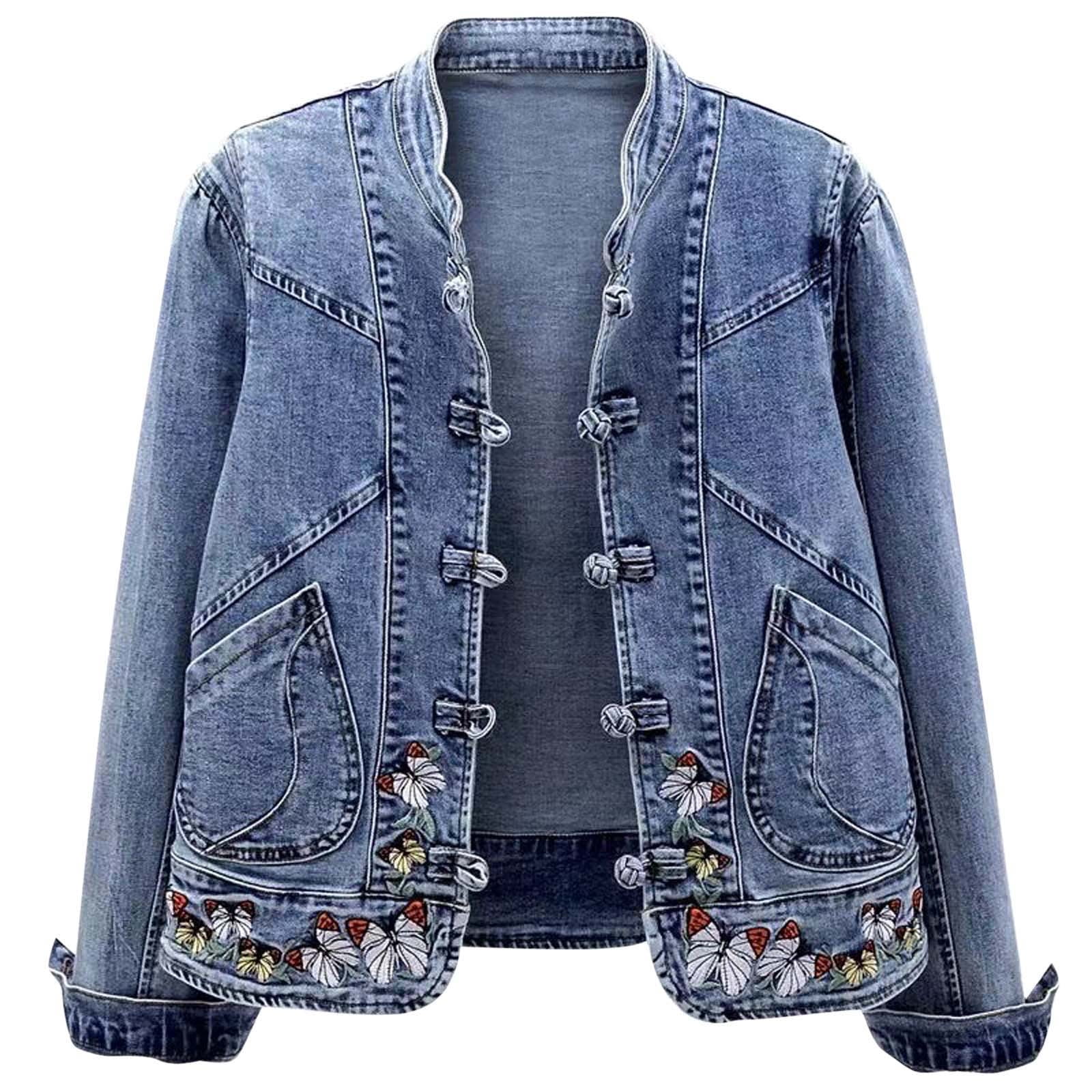 Viikei Womens Denim Jackets Plus Size Denim Jackets for Women Clearance ...