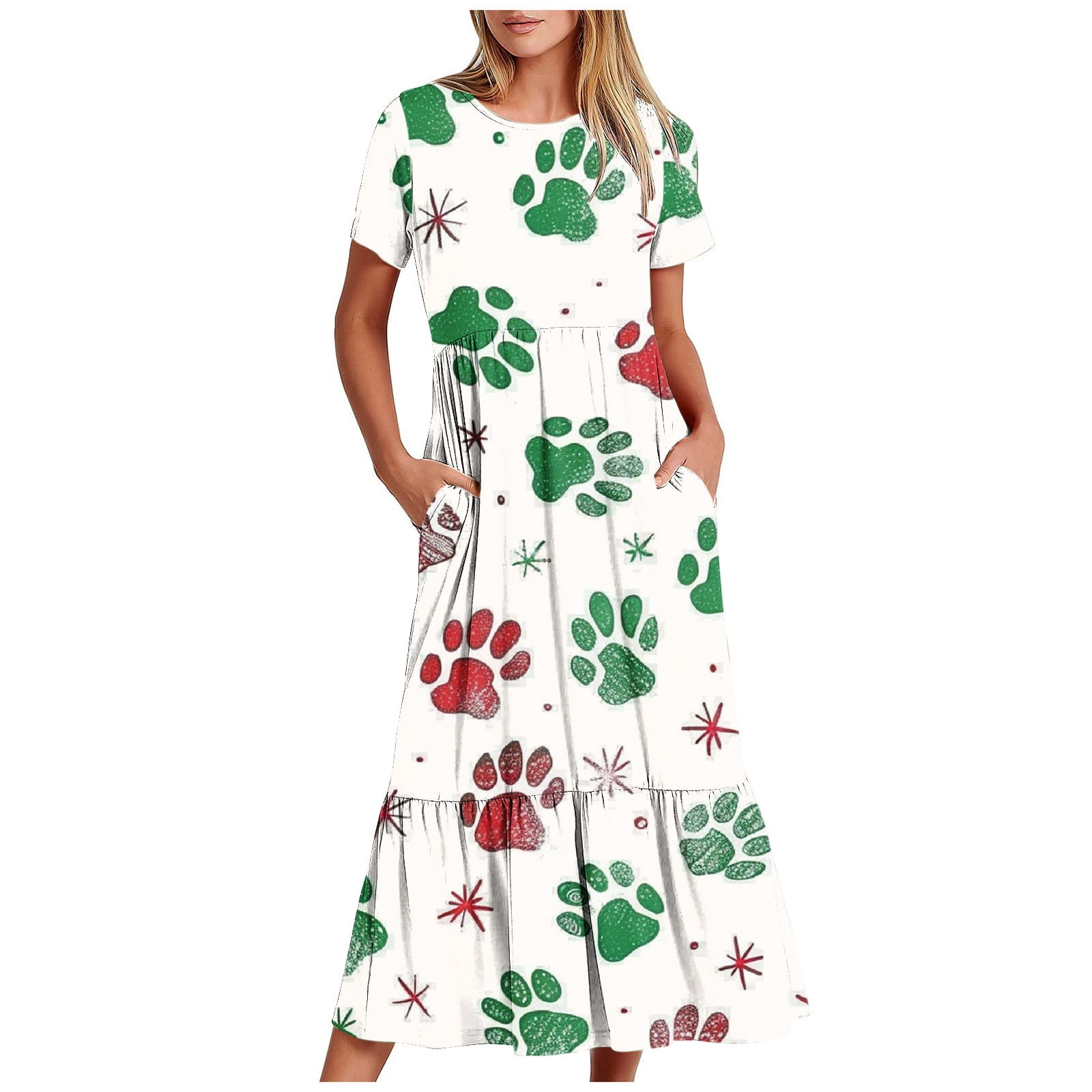 Viikei Womens Dresses Summer Clearance,Flowy Short Sleeve Maxi Dress,Women's Summer Casual Short ...