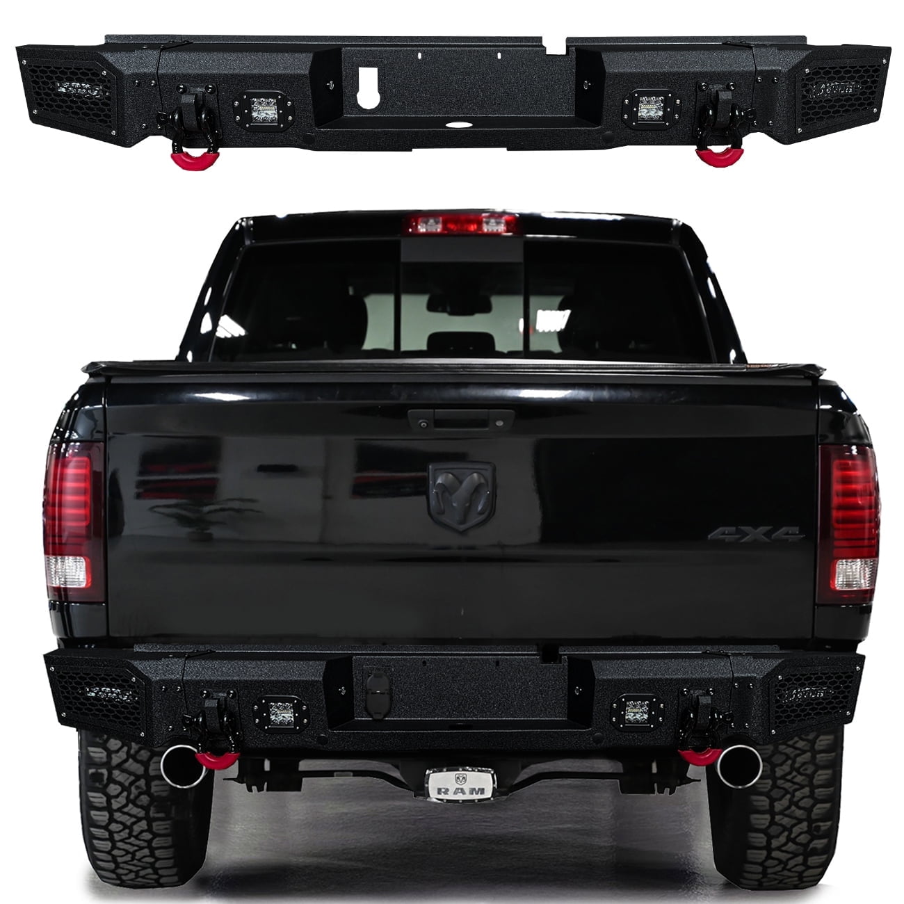 Vijay Fits 09-18 Dodge Ram 1500 Pickup Rear Bumper with D-ring and ...