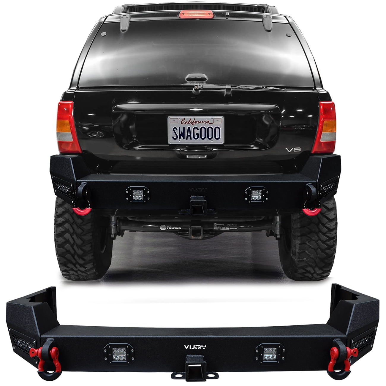 Vijay Rear Bumper for 1999-2004 Jeep Grand Cherokee WJ with Spotlights ...