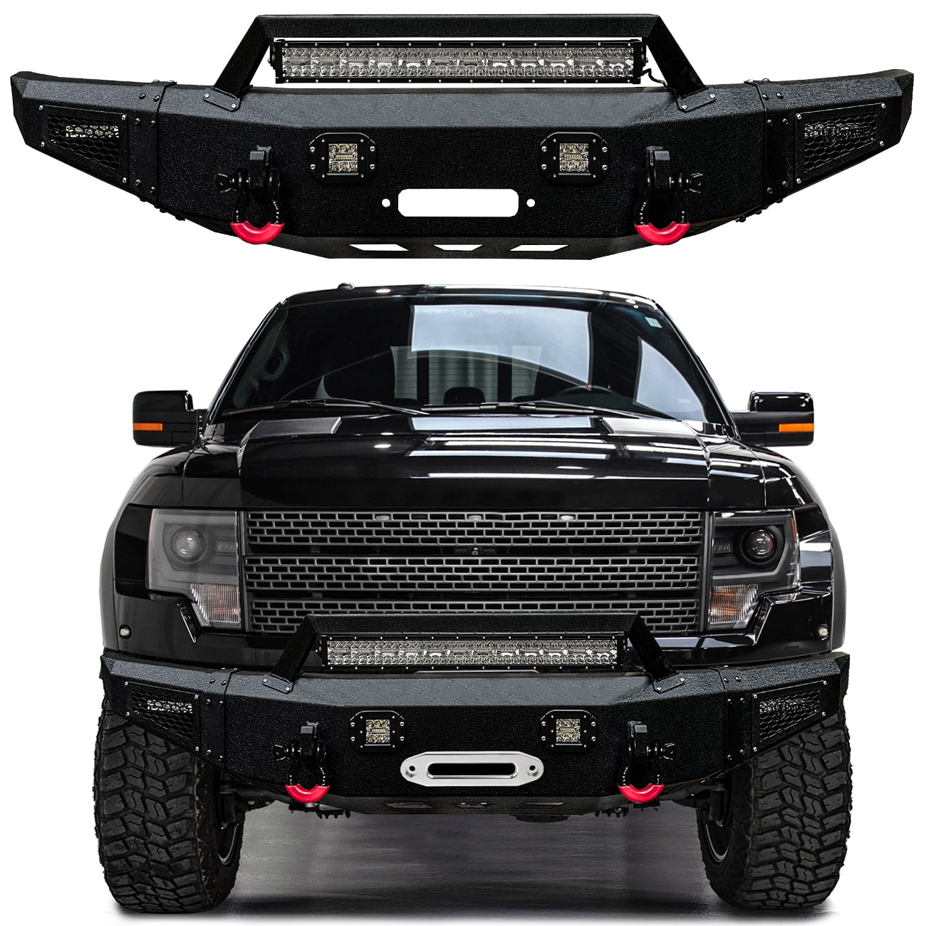 Vijay Black Steel Front Bumper for 2010-2014 Ford F150 Raptor SVT with ...