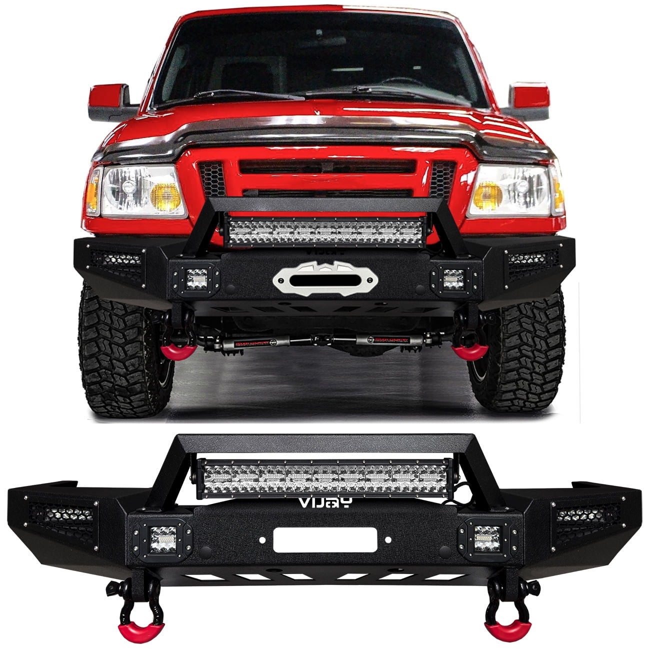 Vijay Front Bumper for 1993-2011 Ford Ranger with Winch Seat and LED ...