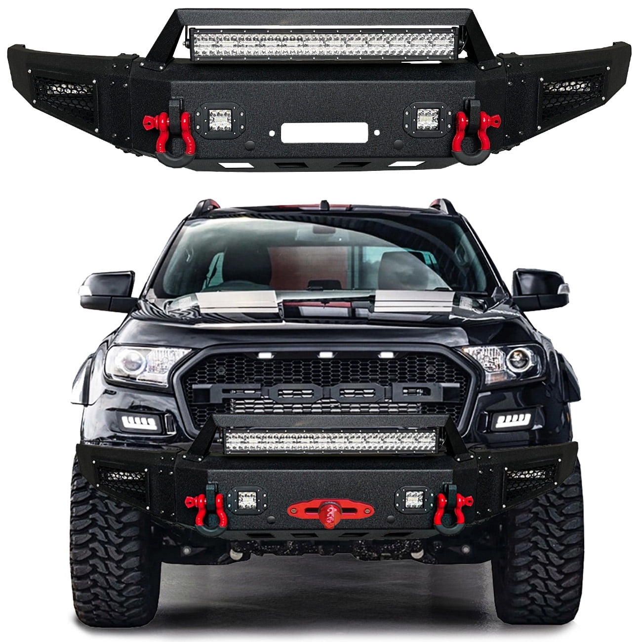 Vijay Front Bumper for 2019-2023 Ford Ranger with Winch Plate and LED ...