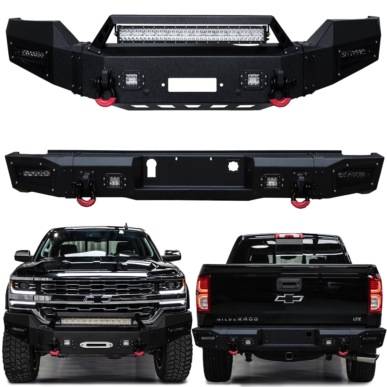 Vijay Front and Rear Bumper for 2016-2017-2018 Chevrolet Silverado 1500 ...