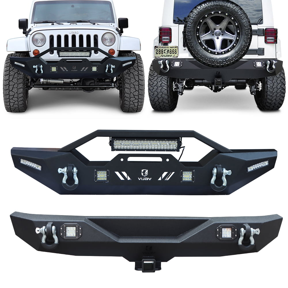 Vijay Front and Rear Bumpers Fits 2007-2017 Jeep Wrangler JK/JKU w/9500 ...
