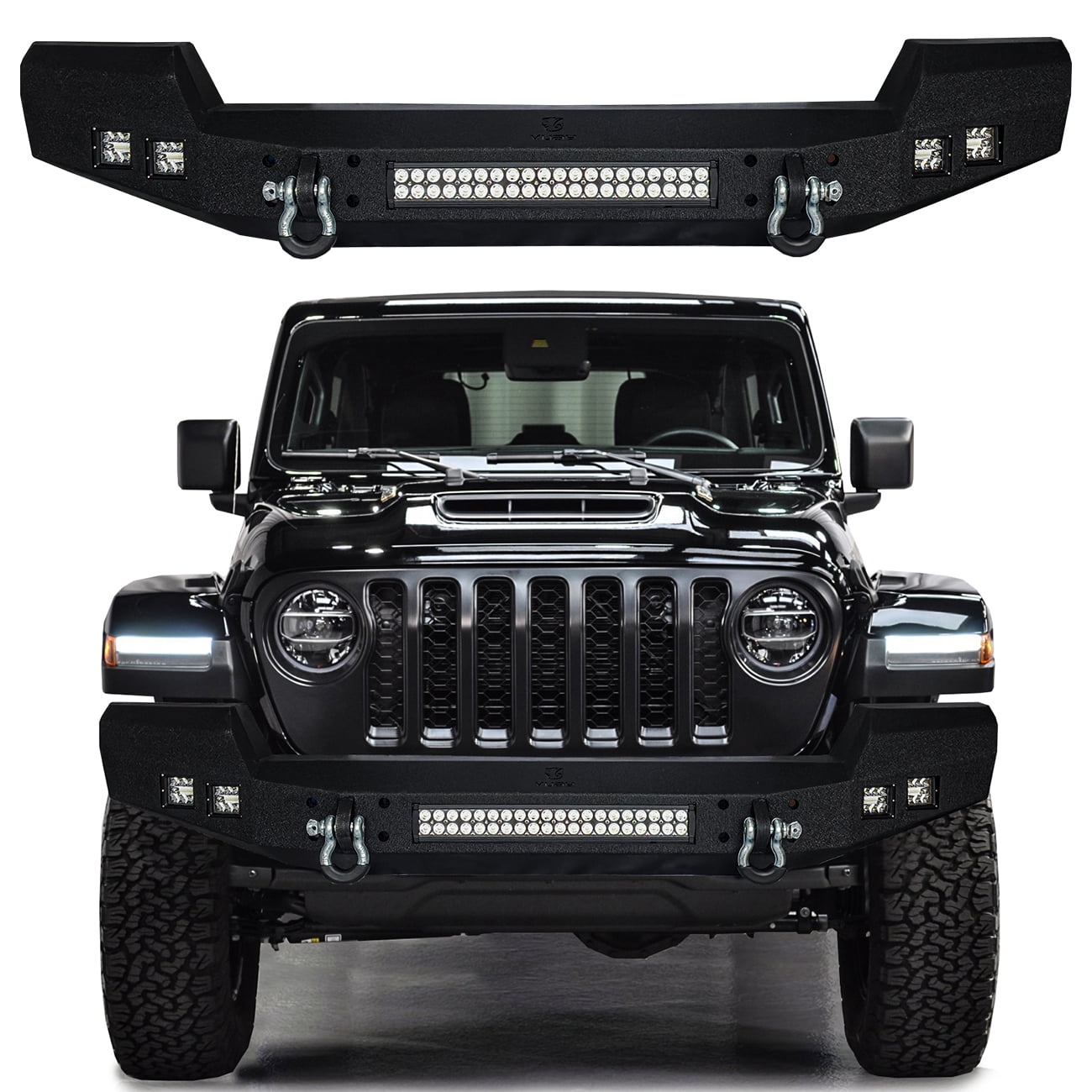 Vijay Steel Black Front Bumper with LED Spotlight for 2007-2017 Jeep ...
