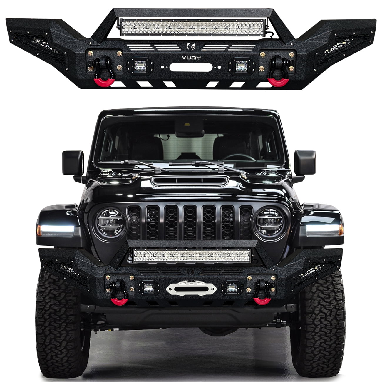 Vijay Full Width Front Bumper for 2007-2024 Jeep Wrangler JK/JL with ...
