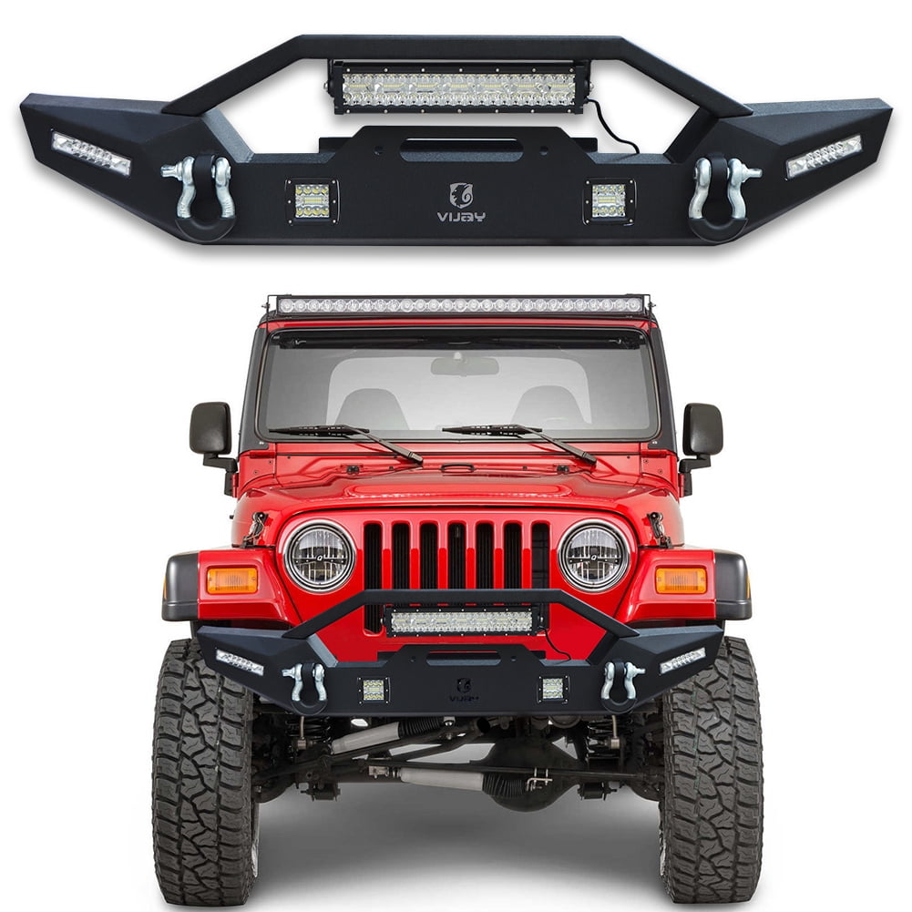 Vijay Steel Front Bumper for 1997-2006 Jeep Wrangler TJ with Winch Seat ...
