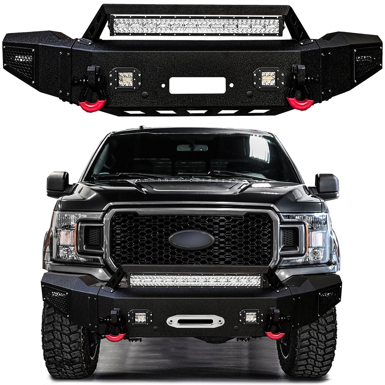 Vijay Steel Front Bumper with LED Spotlight for 2018-2020 Ford F150 ...