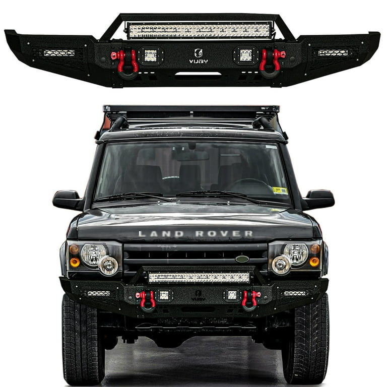 Vijay Steel Front Bumper for 1999 2004 Land Rover Discovery II with Winch Seat and LED Lights
