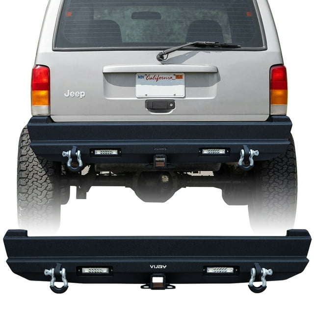 Vijay Steel XJ Rear Bumper with Lights Fits 1984-2001 Jeep Cherokee XJ ...