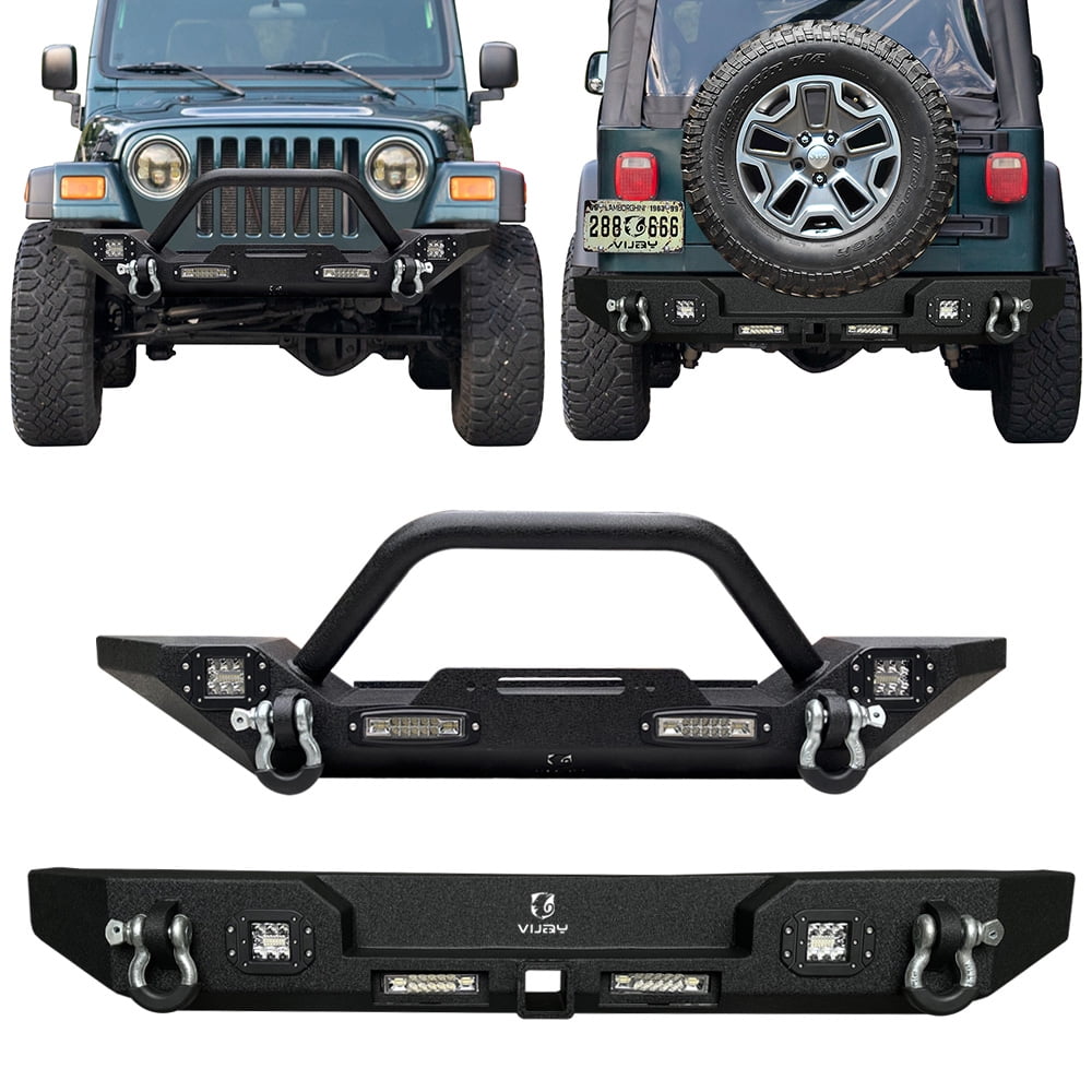 Vijay Wrangler TJ Front and Rear Bumper Compatible with 1997-2006 Jeep ...