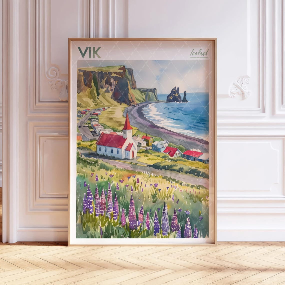Vik Watercolor Poster - Vik Wall Art - Iceland Travel Poster ...