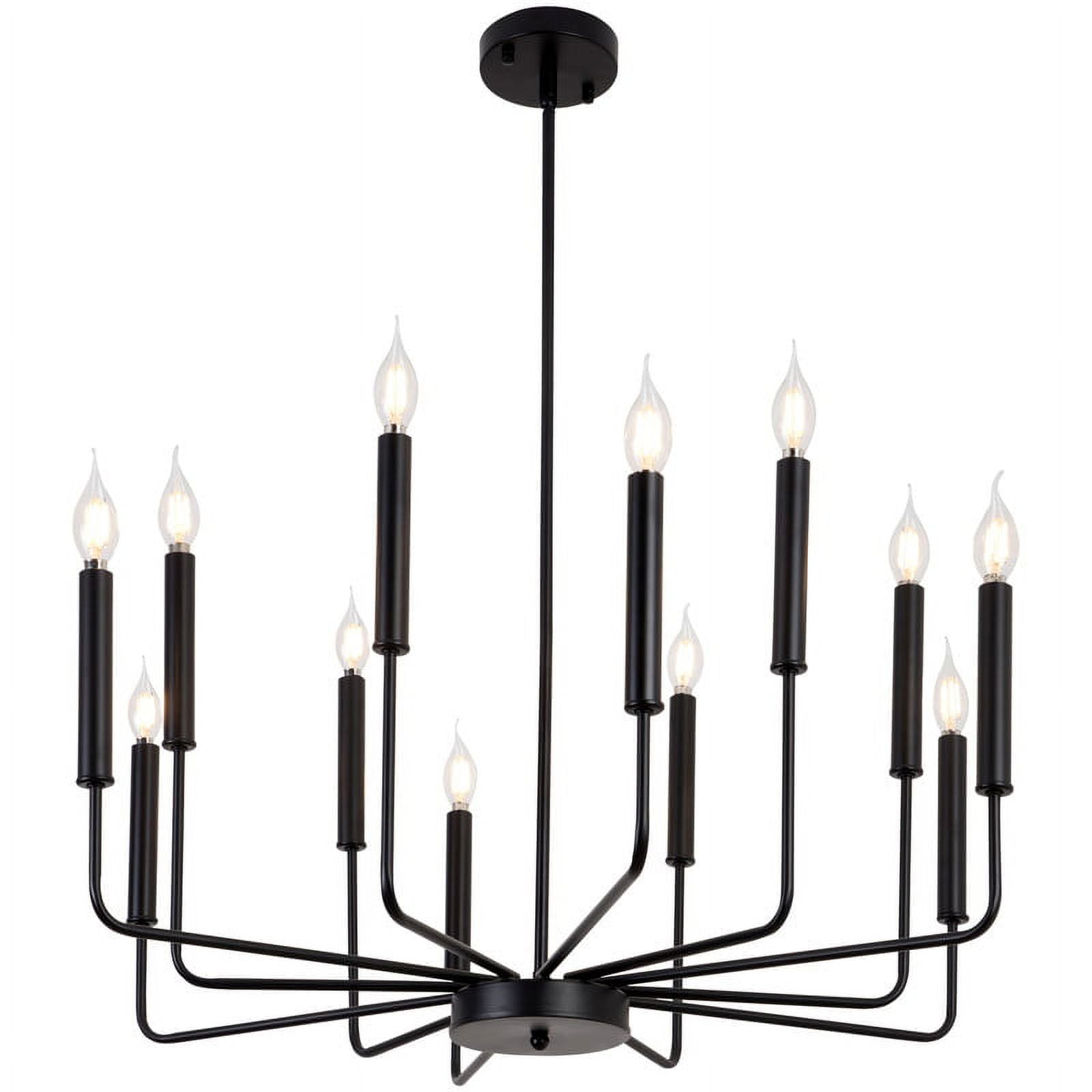 Vikaey Metal Black Chandelier, 12-Light Farmhouse Classic Candle ...