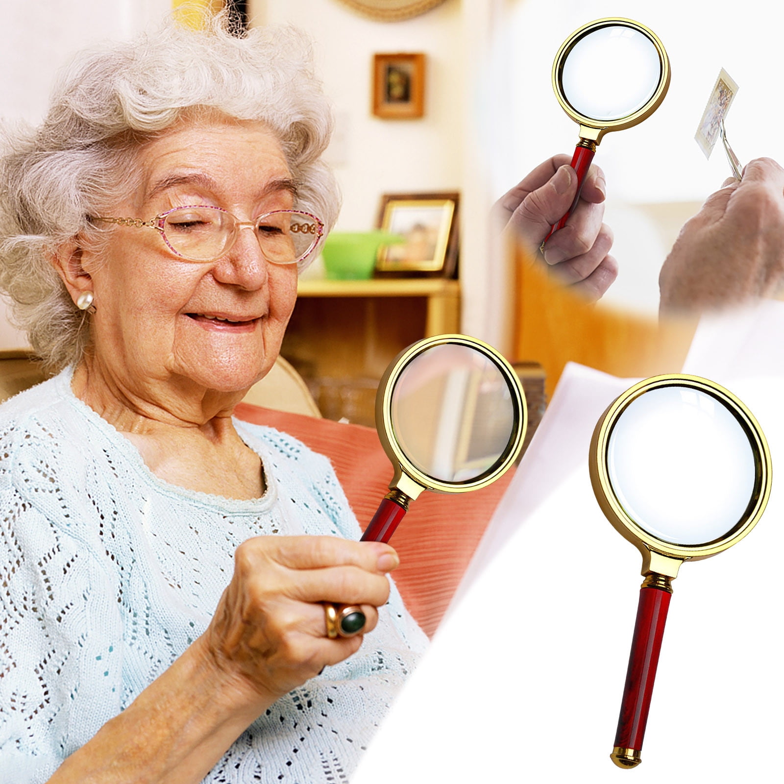 Vikakiooze 10X Antique Mahogany Handle Magnifier Reading Magnifying ...